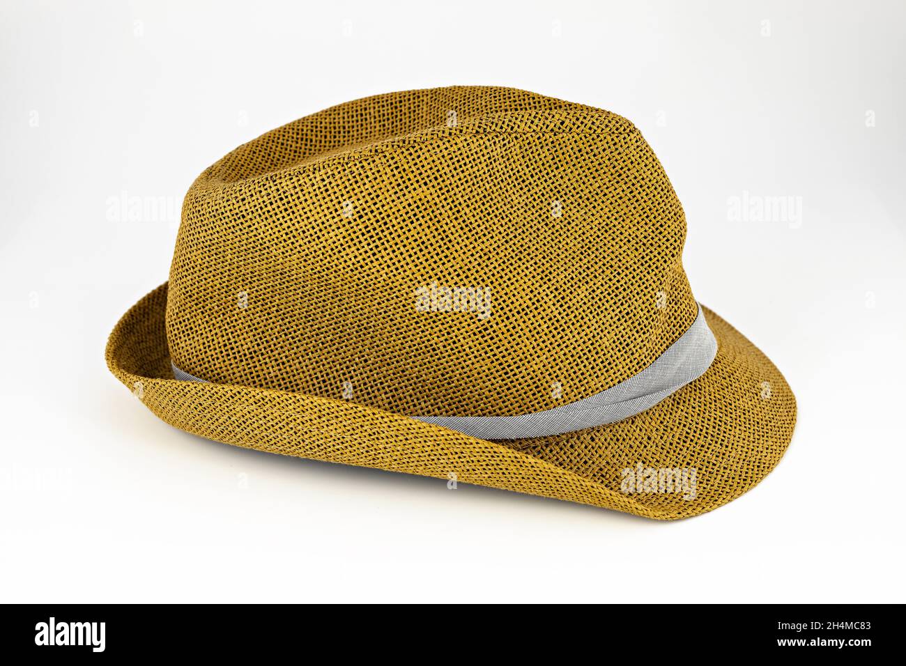 fedora hat. luxury yellow hat isolated on a white background Stock ...