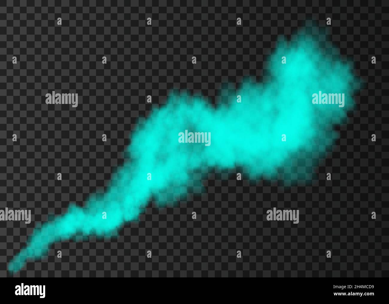 Green smoke burst isolated on transparent background. Color steam ...