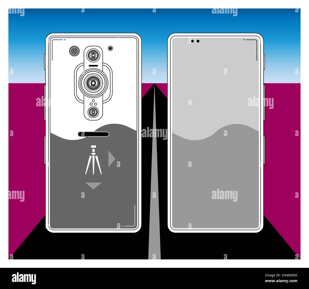 Smartphone for pro travel photographer, minimalist concept art, front ...