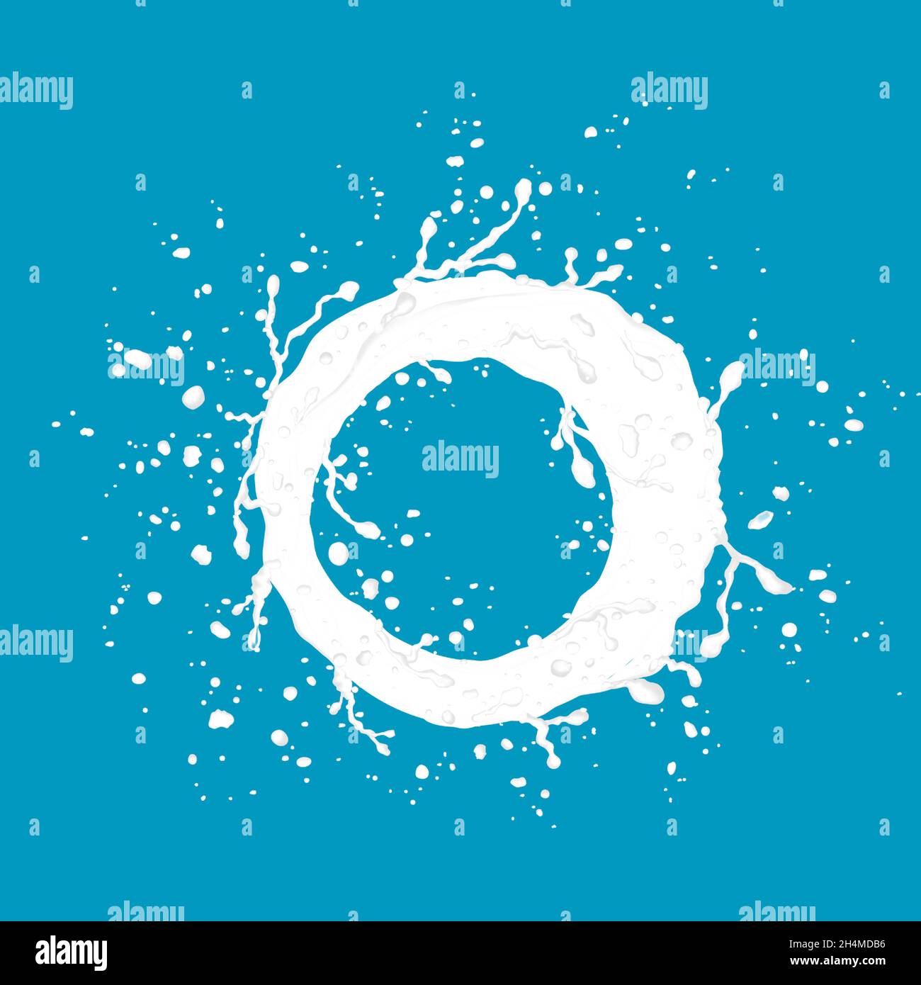White milk splash and drops isolated on blue background. Yogurt. Vector ...