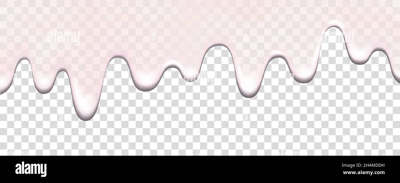 Dripping pink creamy liquid, donut, yogurt with jam, ice cream ...