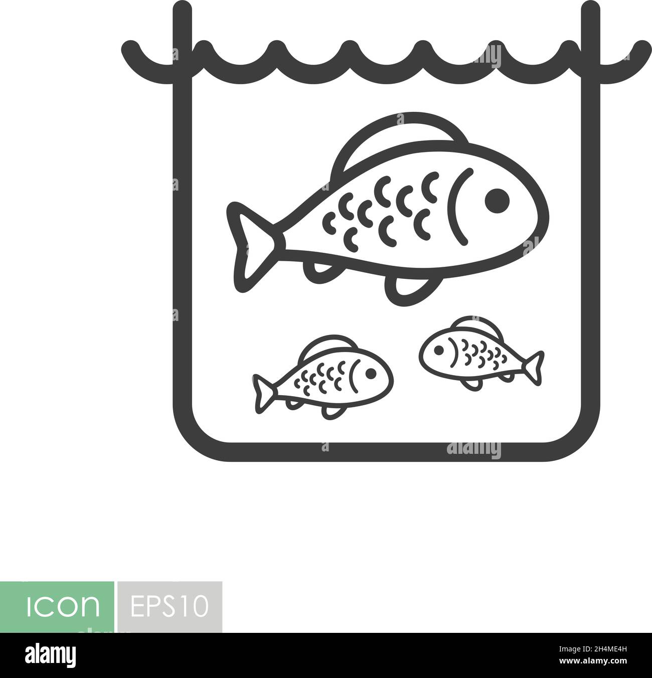 Fish in a pond or aquarium icon. Farm animal sign. Graph symbol for ...