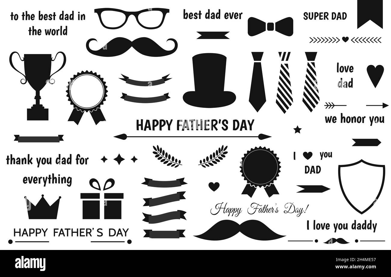 Happy Father’s Day labels set. Flat style vector logo and emblems for ...