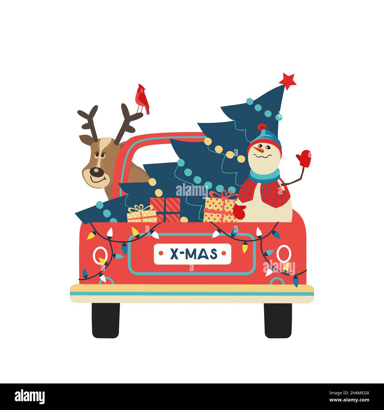 Christmas Holiday pickup truck delivery Stock Vector Image & Art - Alamy