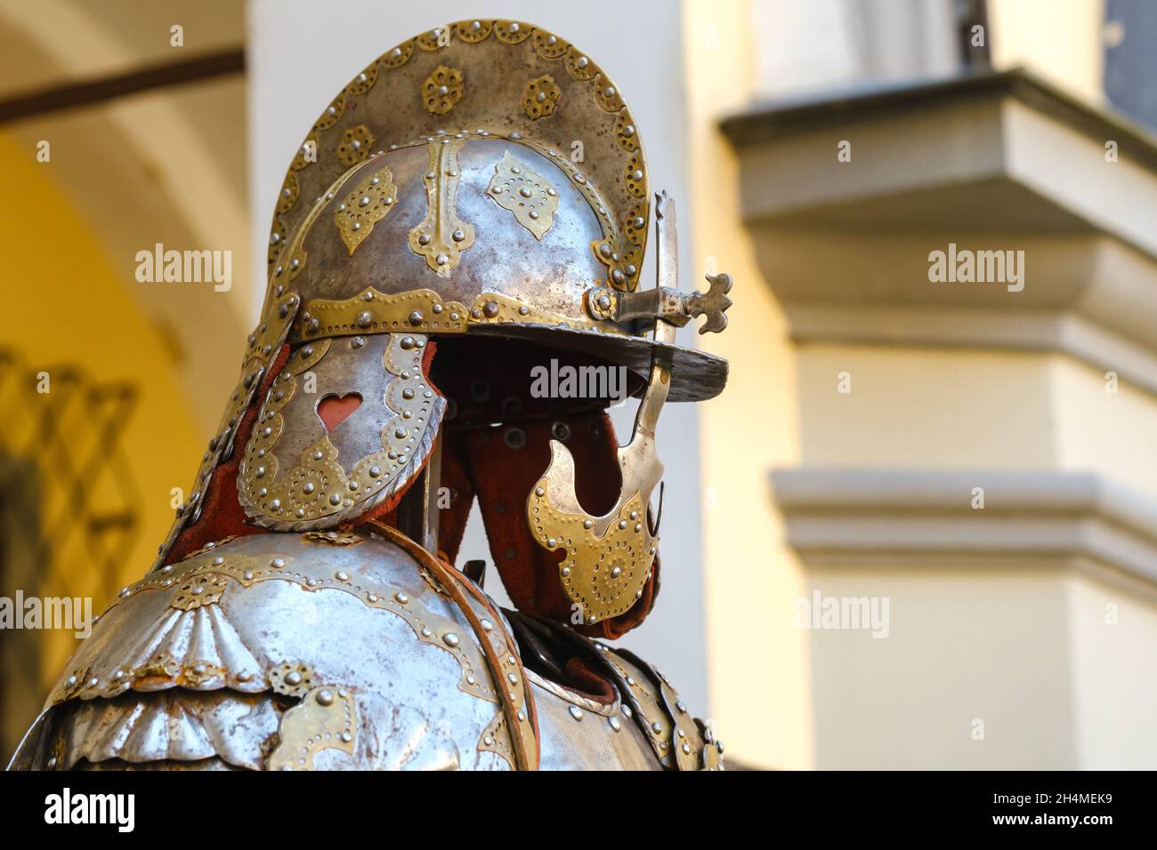 An ancient Knight's helmet with armor.A medieval concept Stock Photo ...