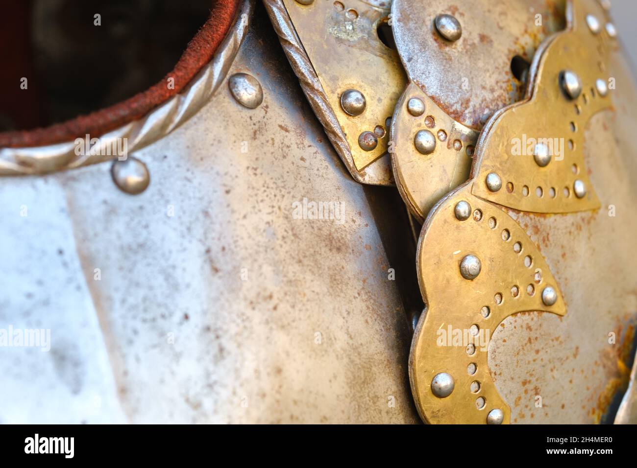 Parts of ancient knight's armor.Medieval concept Stock Photo - Alamy