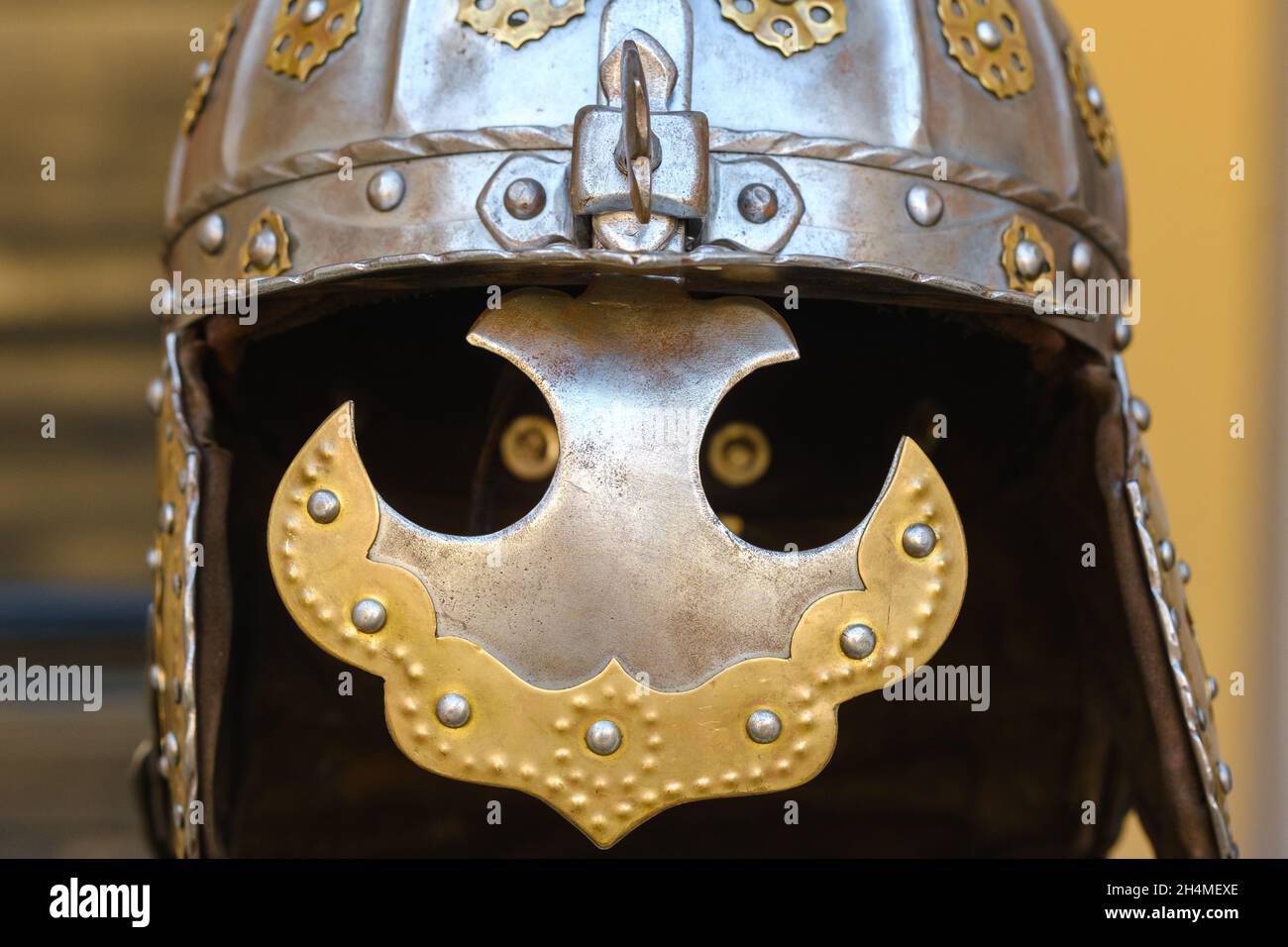 An ancient Knight's helmet with armor.A medieval concept Stock Photo ...