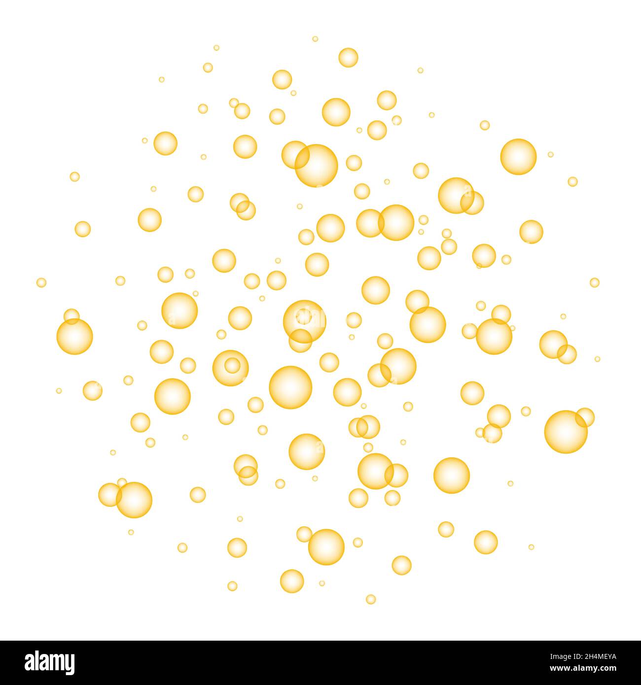 Fizz. Fizzing air golden bubbles on white background. Vector texture ...