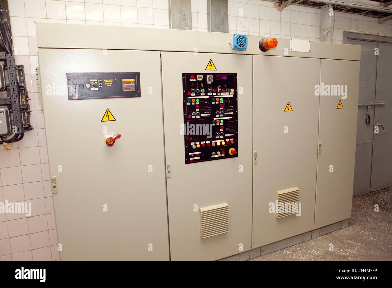 Electrical switchboard in one of the buildings.control panels for high ...