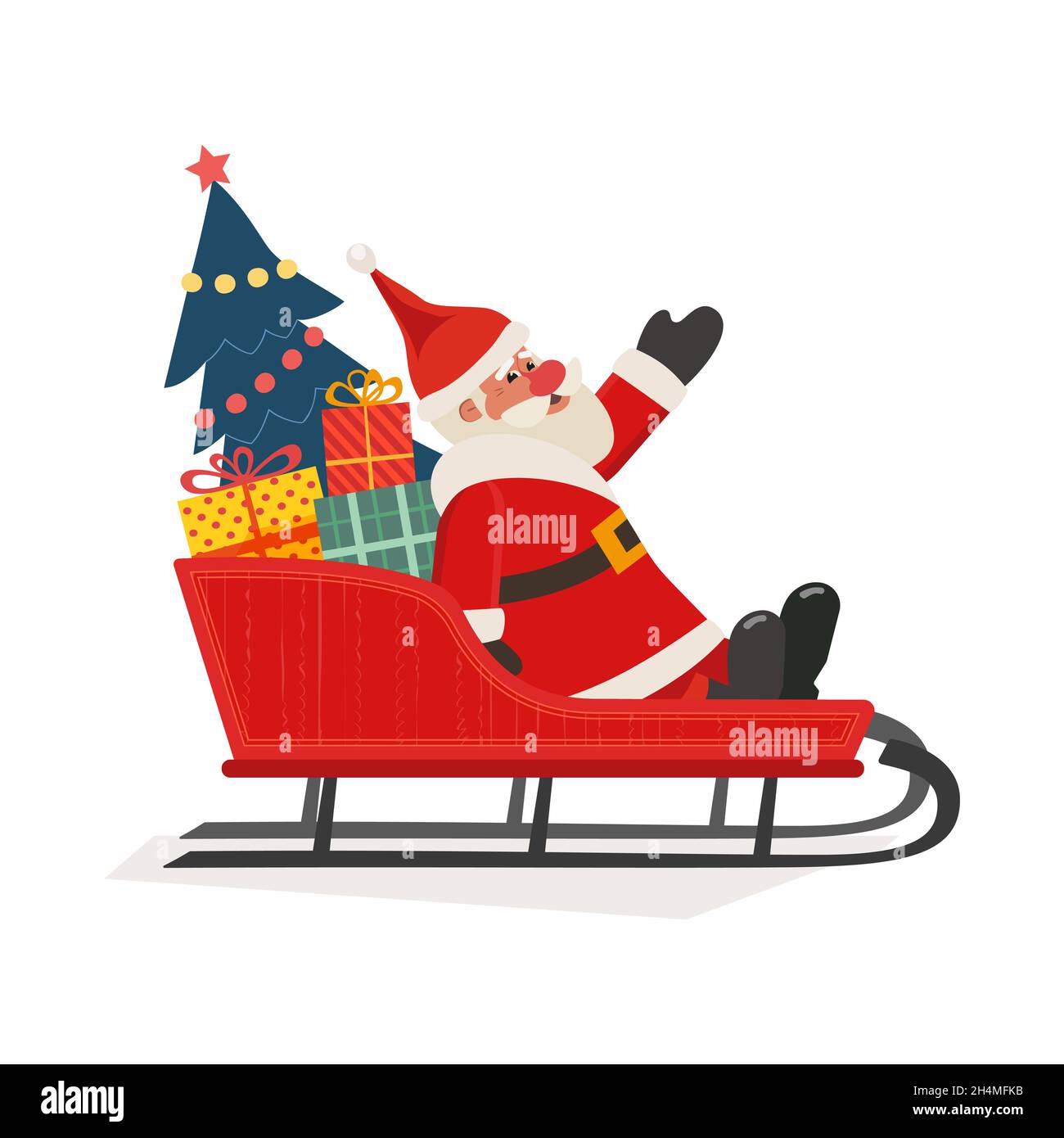 Cute christmas tree santa Stock Vector Images - Alamy