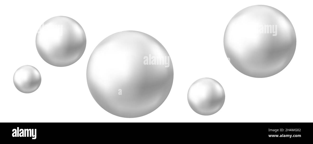 Realistic natural pearl. Jewel gems. Shiny silver ball isolated on ...