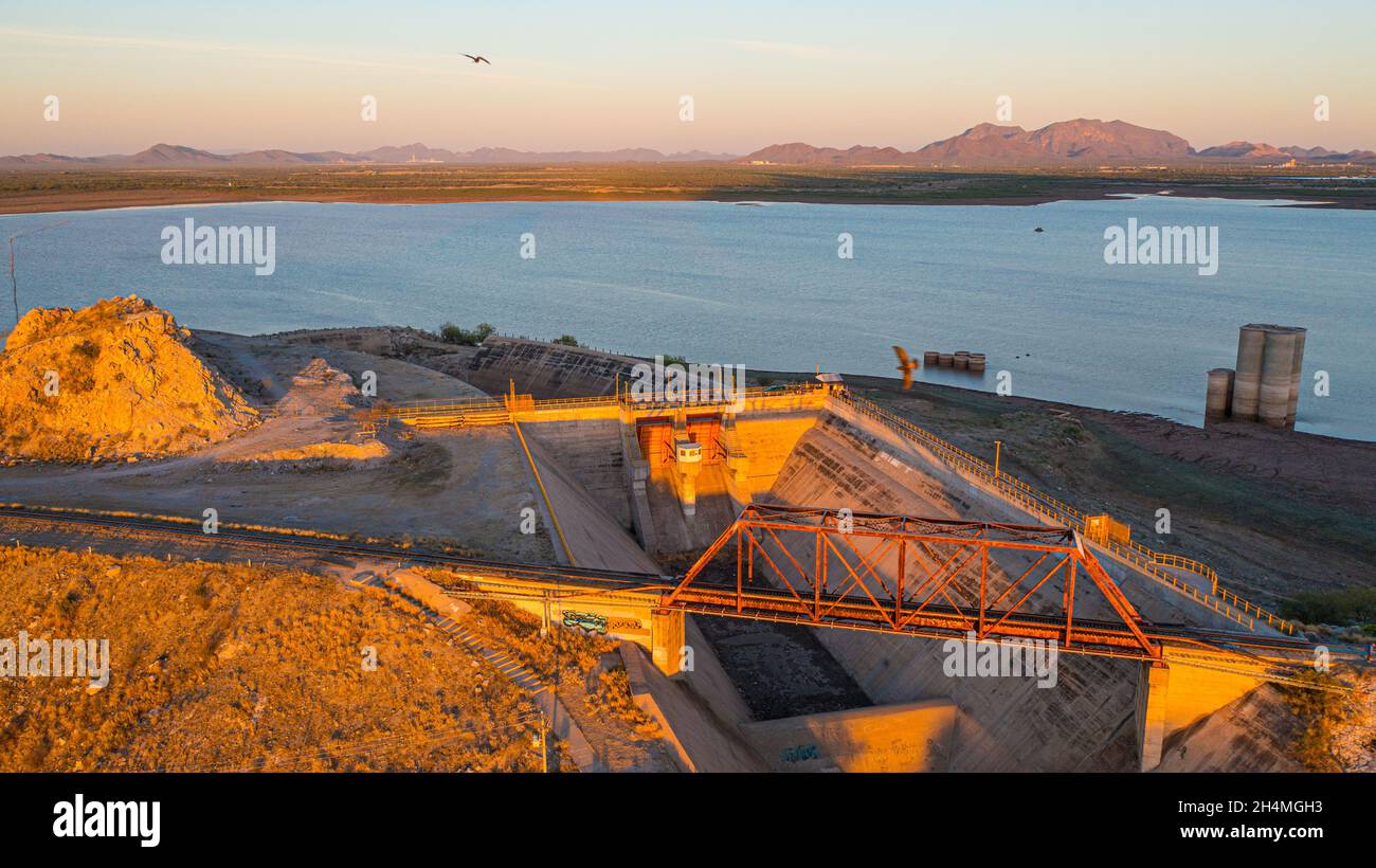 Aerial view of the Abelardo L. Rodríguez dam in Hermosillo, Sonora ...