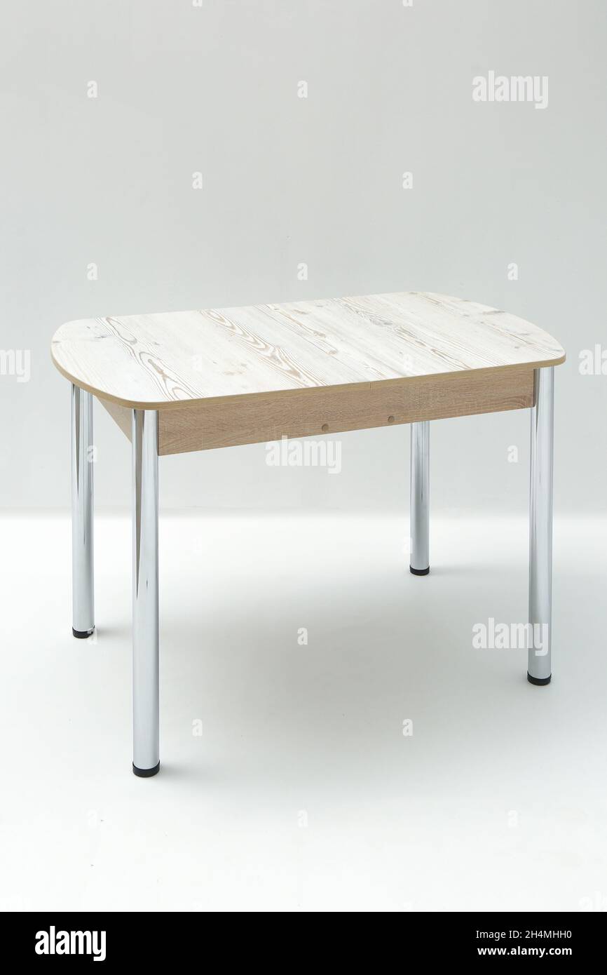 Classic wooden white kitchen table on white background Stock Photo - Alamy