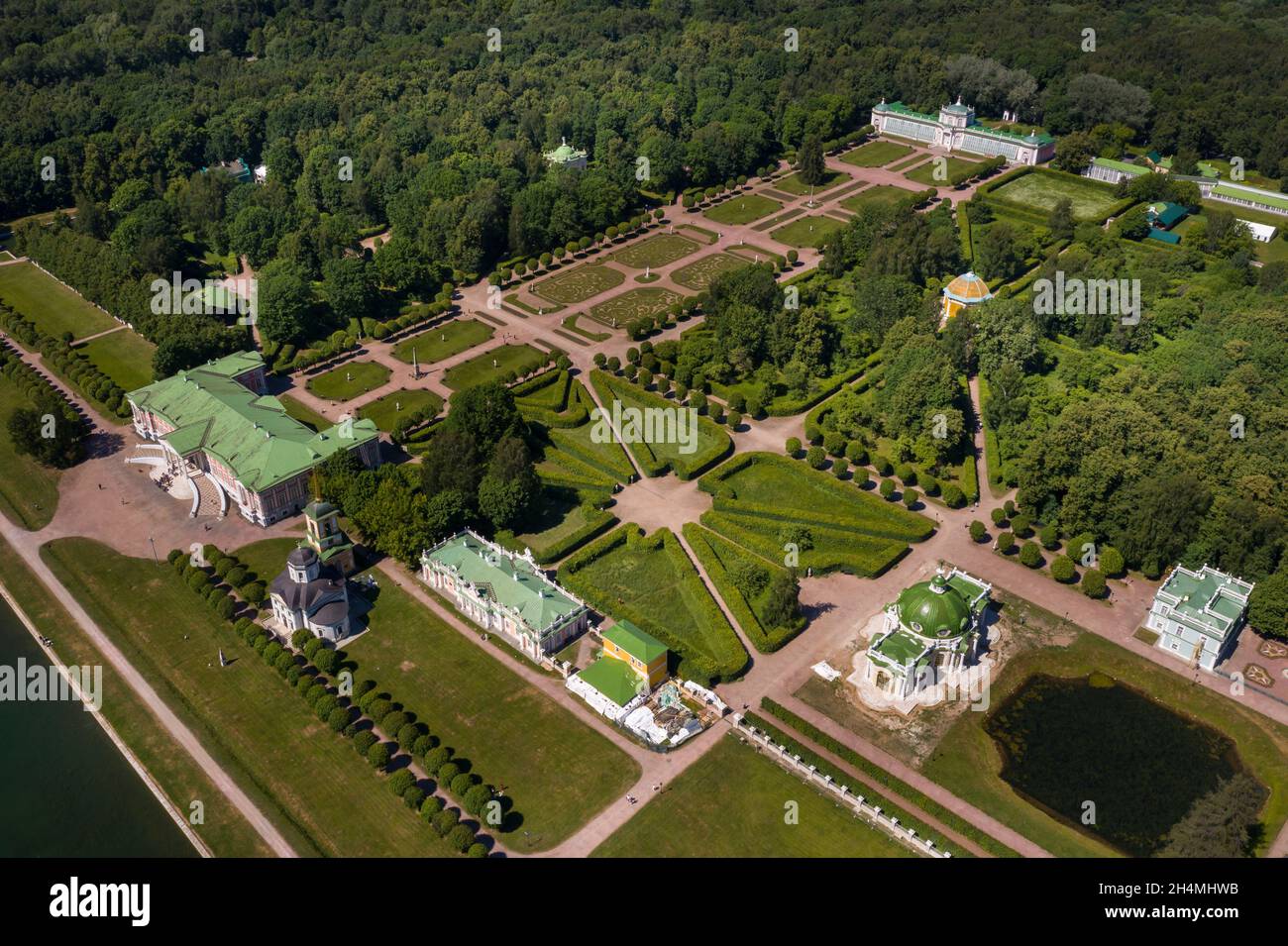View from the height of the Kuskovo Estate in Moscow, Russia. Kuskovo ...
