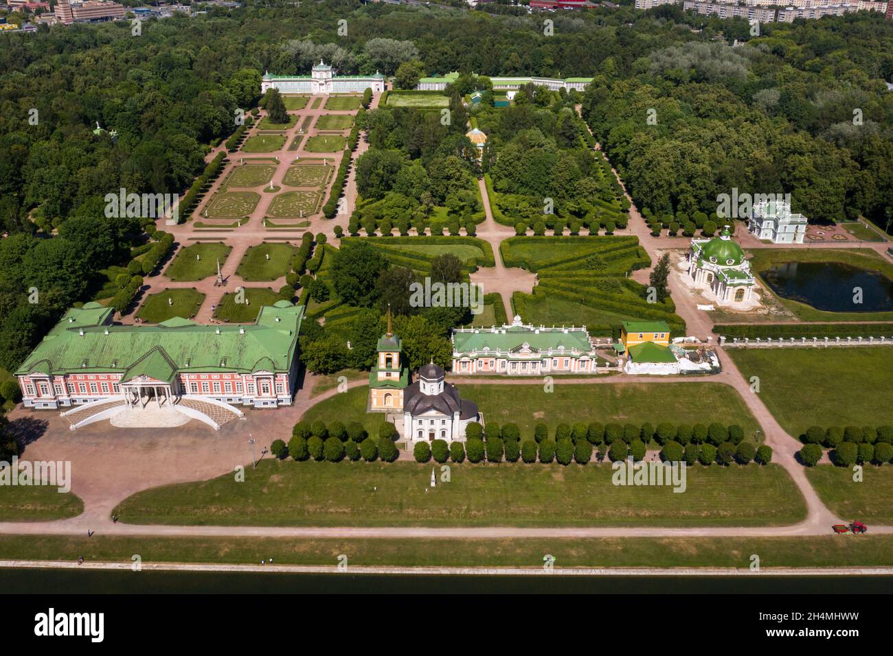 View from the height of the Kuskovo Estate in Moscow, Russia. Kuskovo ...