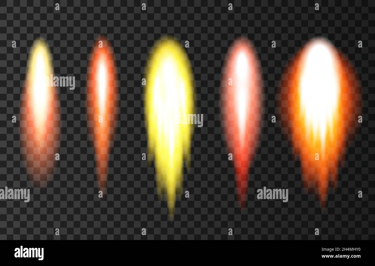 Flame and smoke from space rocket launch. Fire, comet or meteor on ...