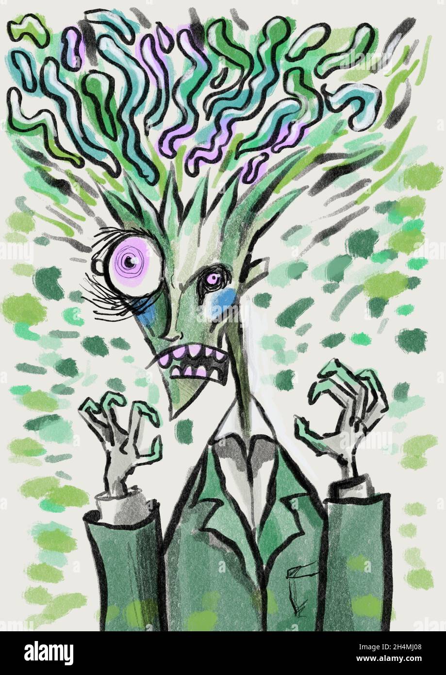Exploding head or mind illustration Stock Photo - Alamy