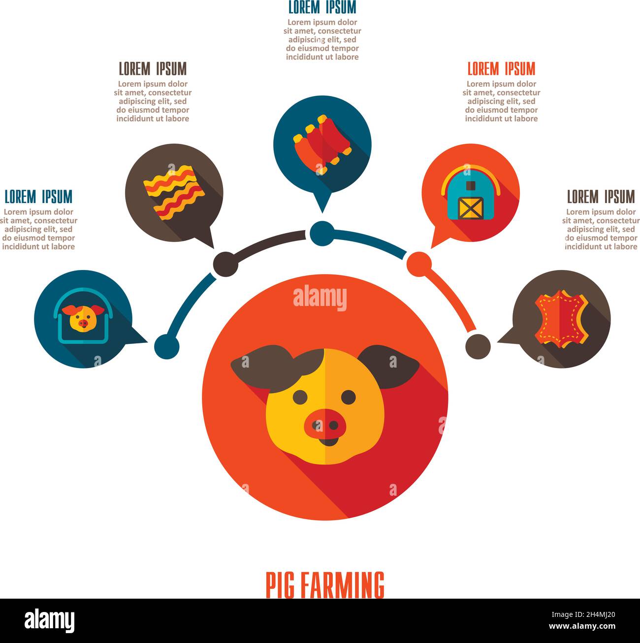Pig farming icon and agriculture infographics. Farm sign. Graph symbol ...
