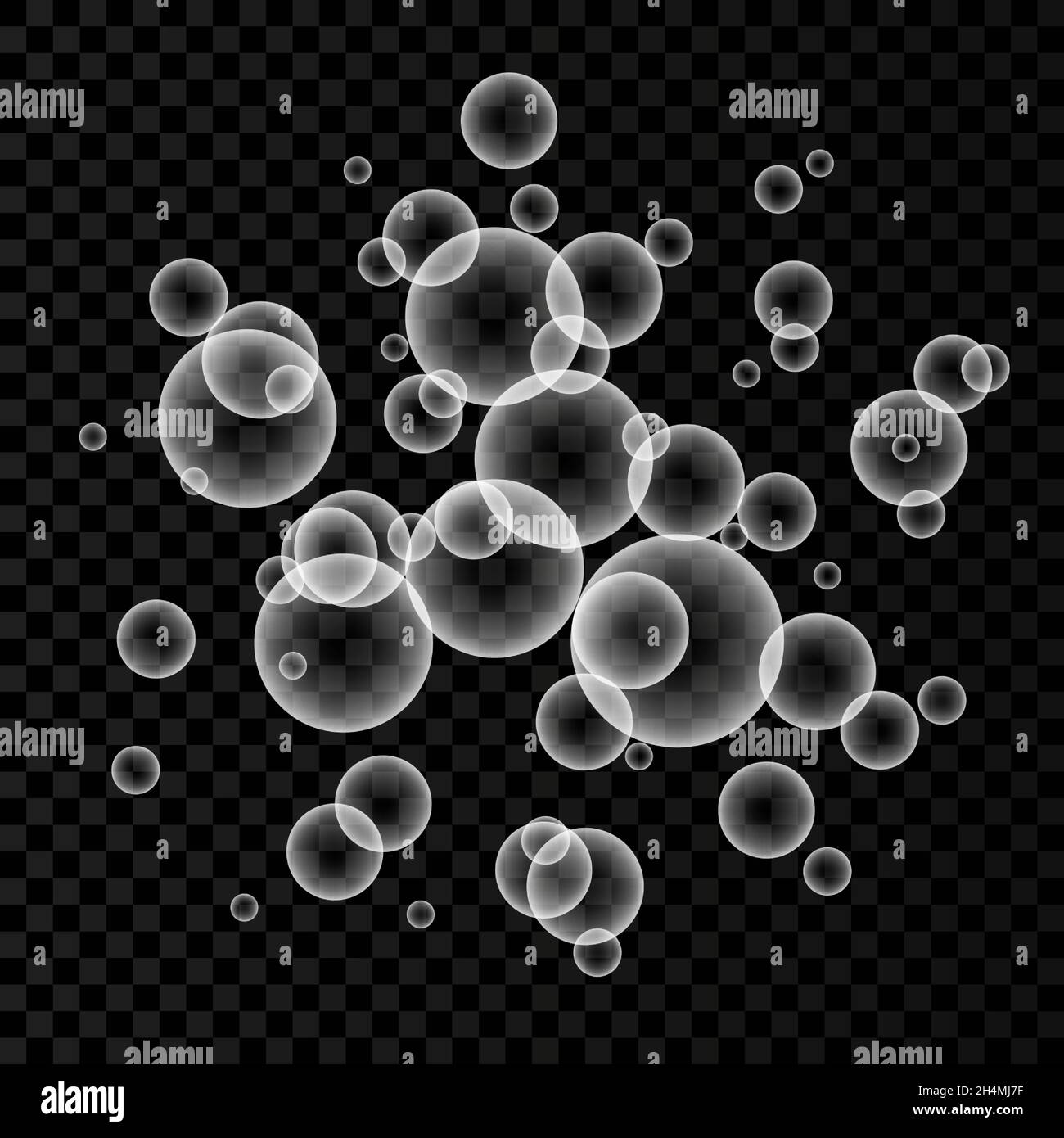 Underwater fizzing air bubbles on transparent background. Fizzy sparkles in water, sea, aquarium ...