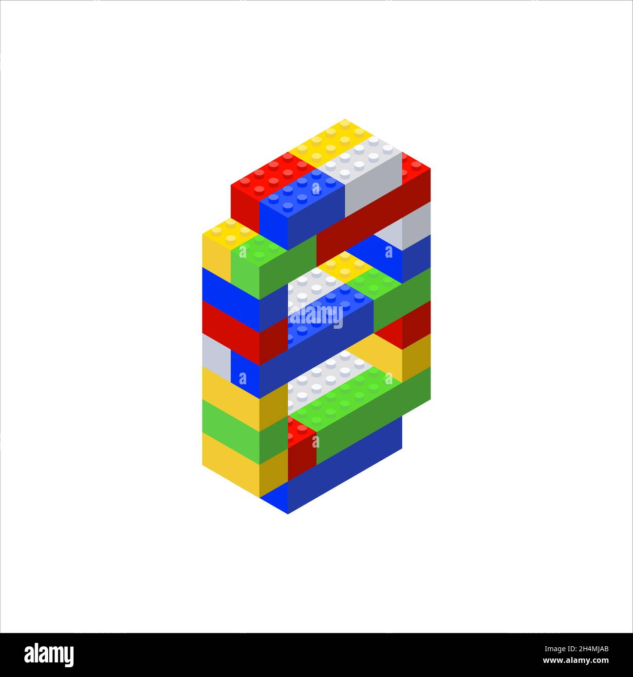 Isometric number 8 assembled from plastic blocks. Children s ...