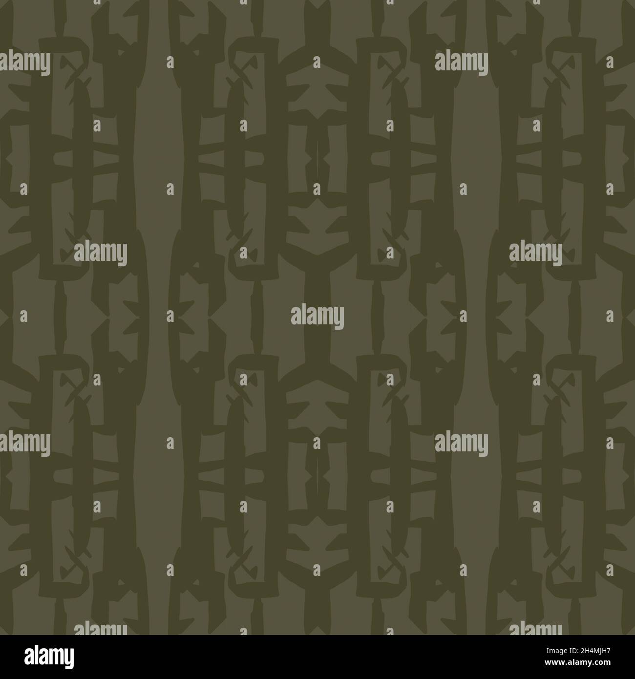 Vintage moss green geometric seamless pattern. Two tone jungle ...