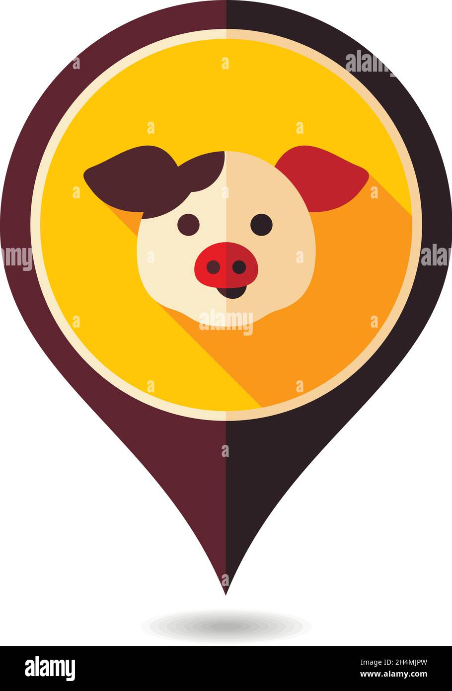 Pig pin map icon. Farm animal Map pointer. Map marker. Graph symbol for ...