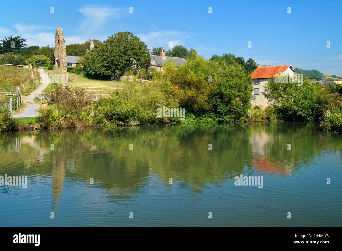 UK, Dorset, Abbotsbury Abbey Remains and Mill Pond Stock Photo - Alamy