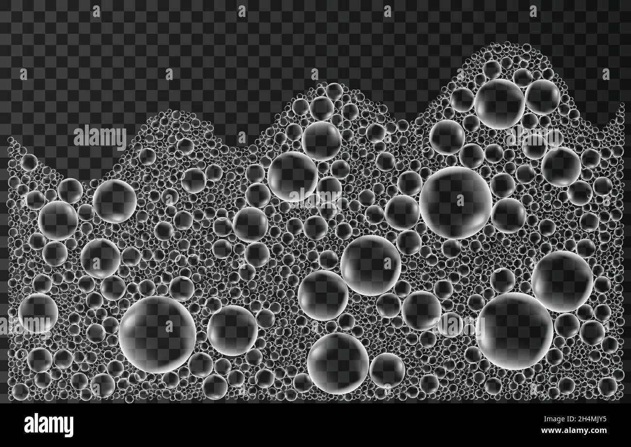 Foam isolated on transparent background. White soap or shampoo bubbles ...