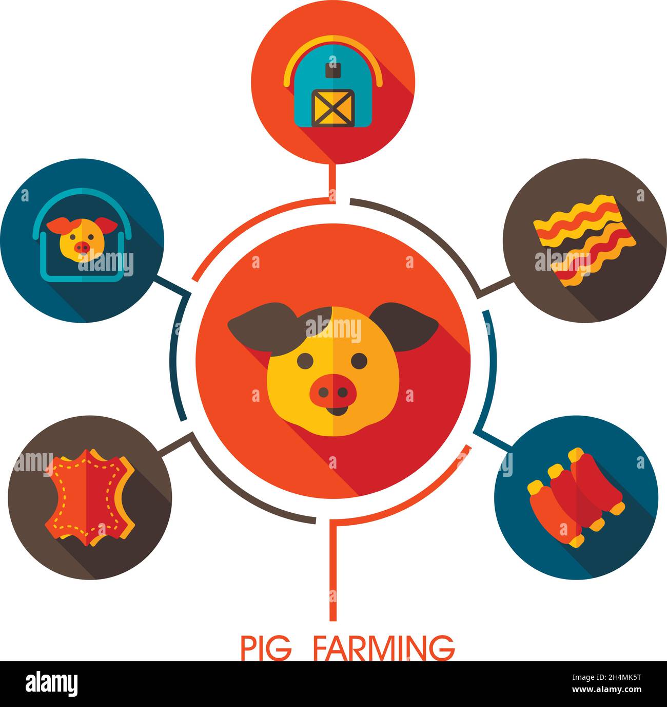 Pig farming icon and agriculture infographics. Farm sign. Graph symbol ...