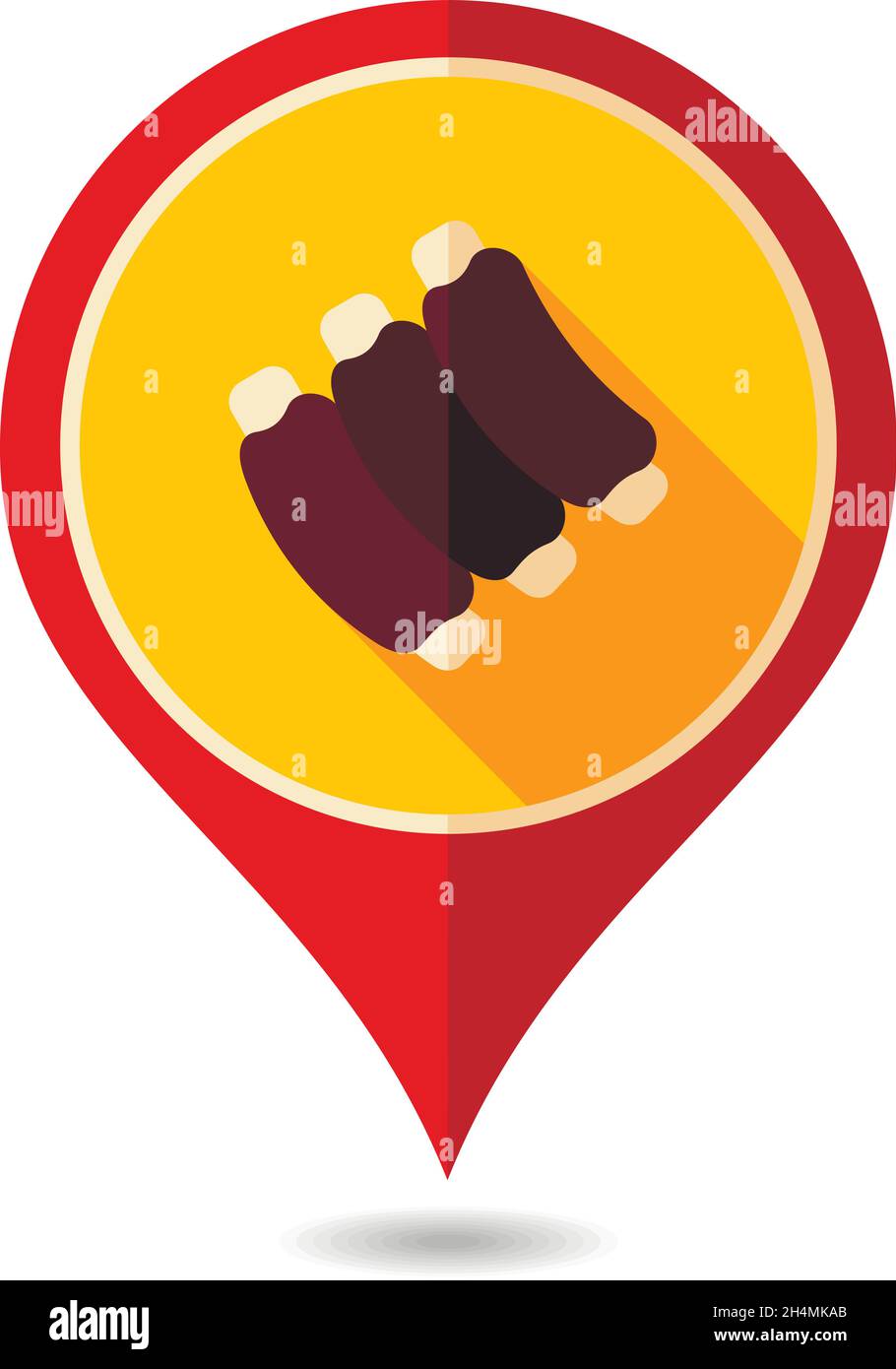 Ribs food meat pin map icon. Farm animal Map pointer. Map marker. Graph ...