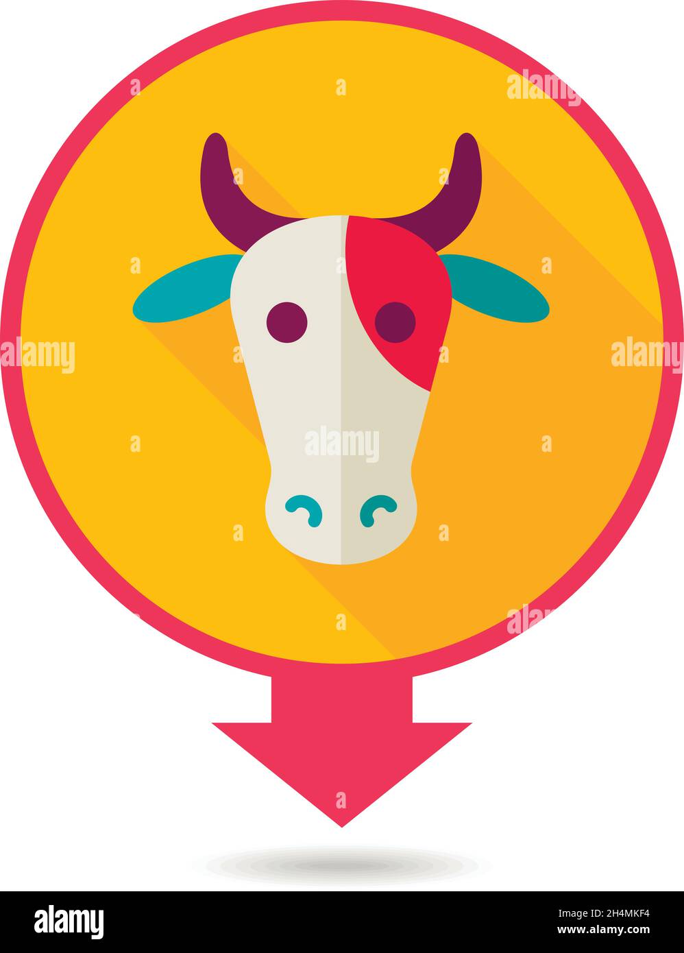 Cow pin map icon. Farm animal Map pointer. Map marker. Graph symbol for ...