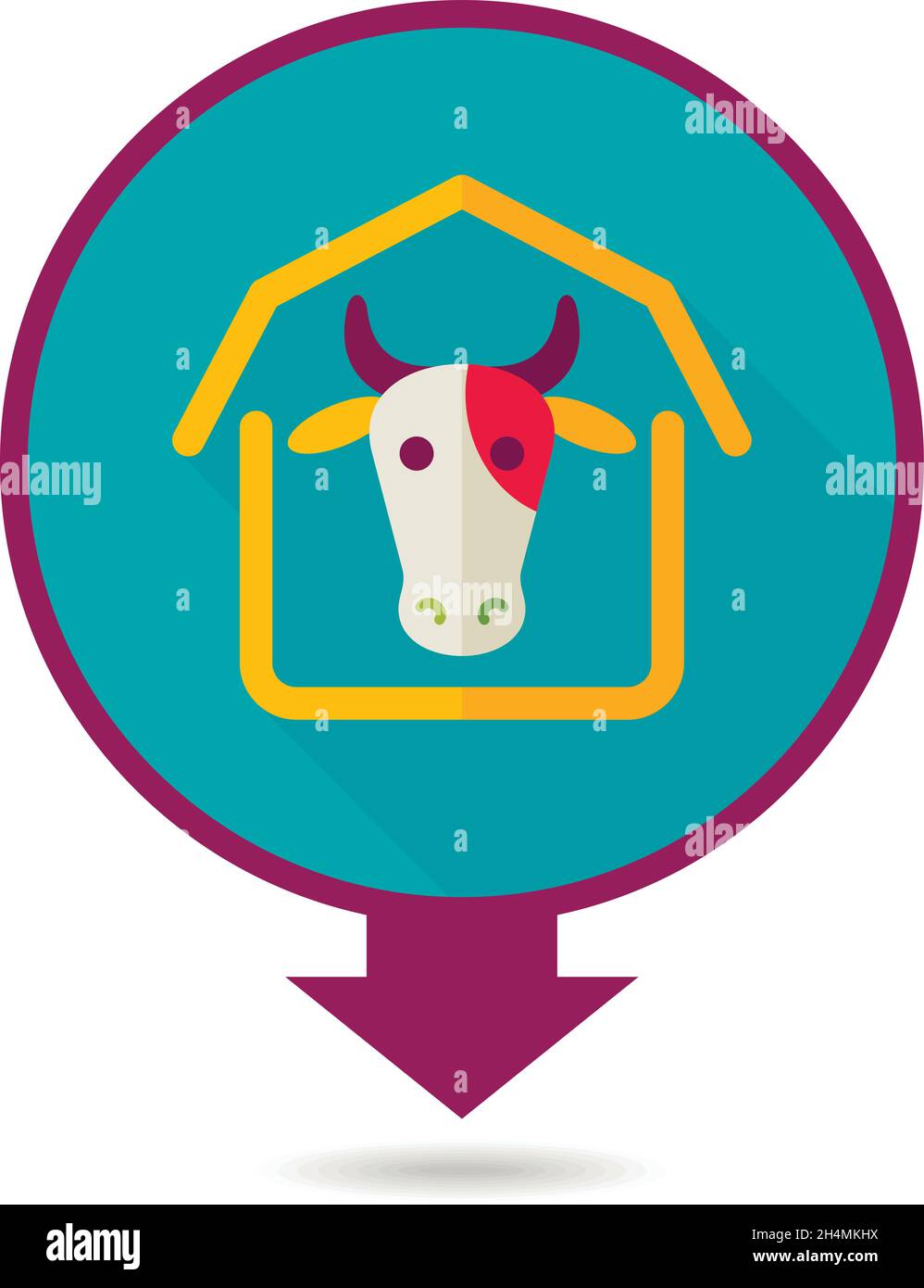 Cowshed pin map icon. Farm animal Map pointer. Map marker. Graph symbol ...