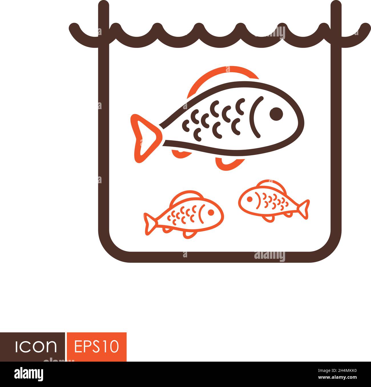 Fish in a pond or aquarium icon. Farm animal sign. Graph symbol for ...