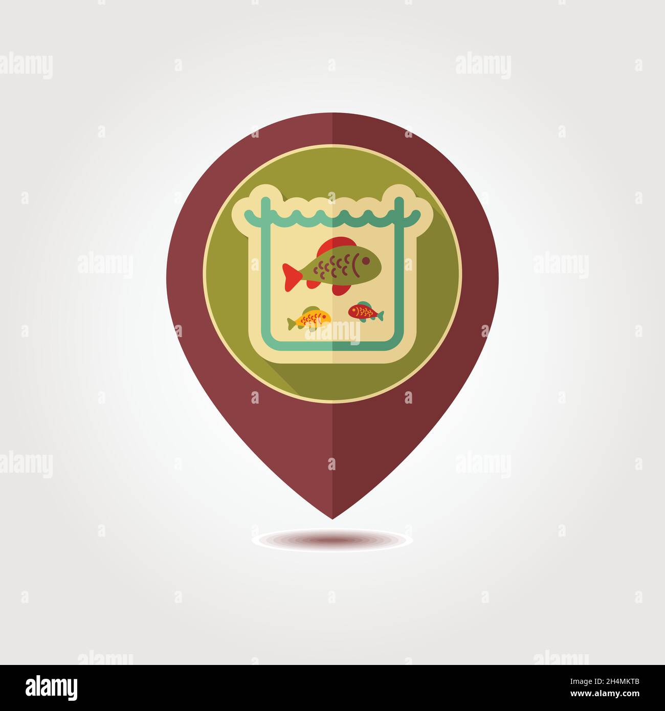 Fish in a pond or aquarium pin map icon. Farm animal Map pointer. Map ...