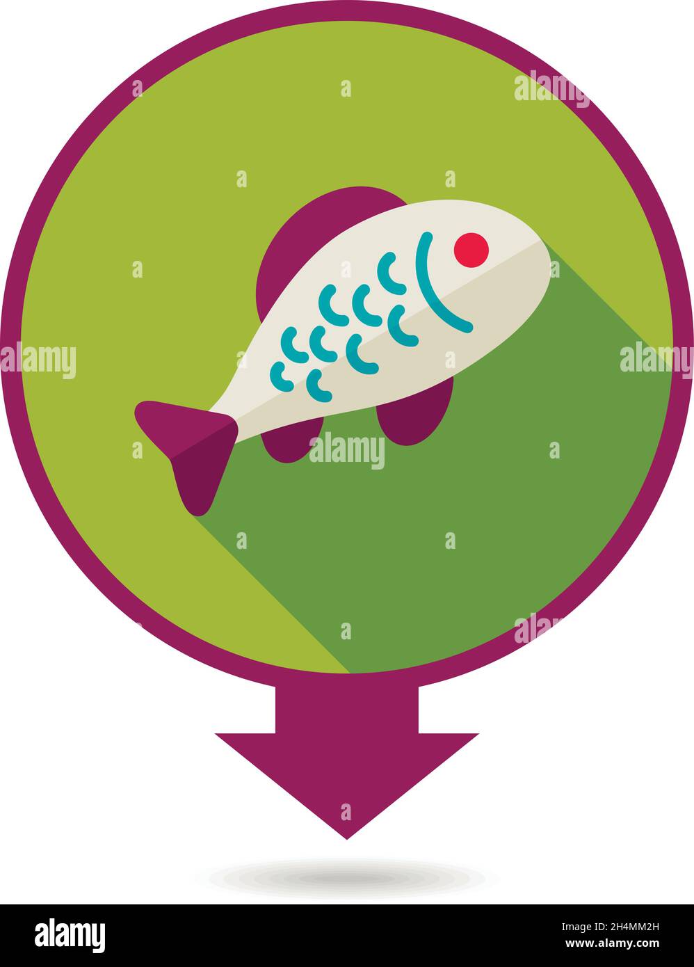 Fish pin map icon. Farm animal Map pointer. Map marker. Graph symbol ...