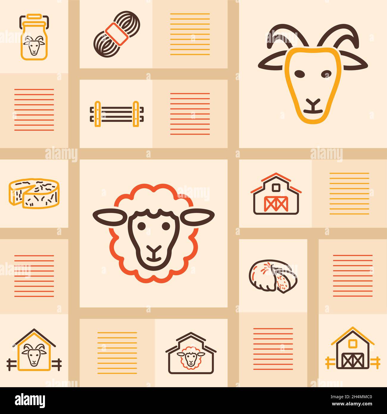 Farm animal icons set. Sheep and Goat. Graph symbol for your web site ...