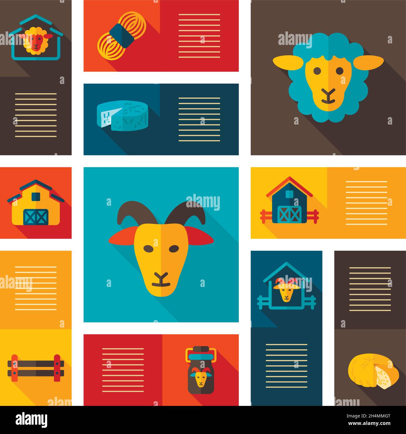 Farm animal icons set. Sheep and Goat. Graph symbol for your web site ...