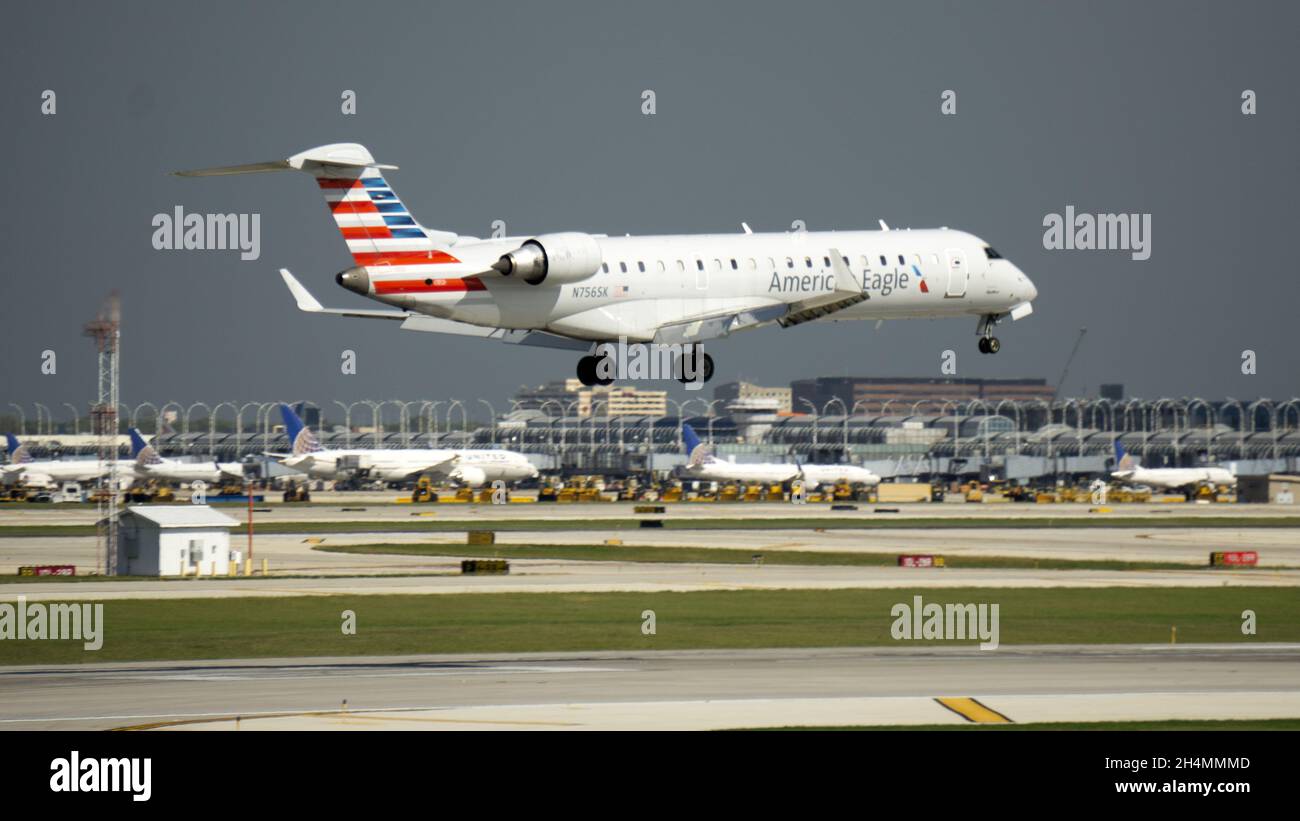 CHICAGO, UNITED STATES - Oct 09, 2021: An in-flight shot of the ...