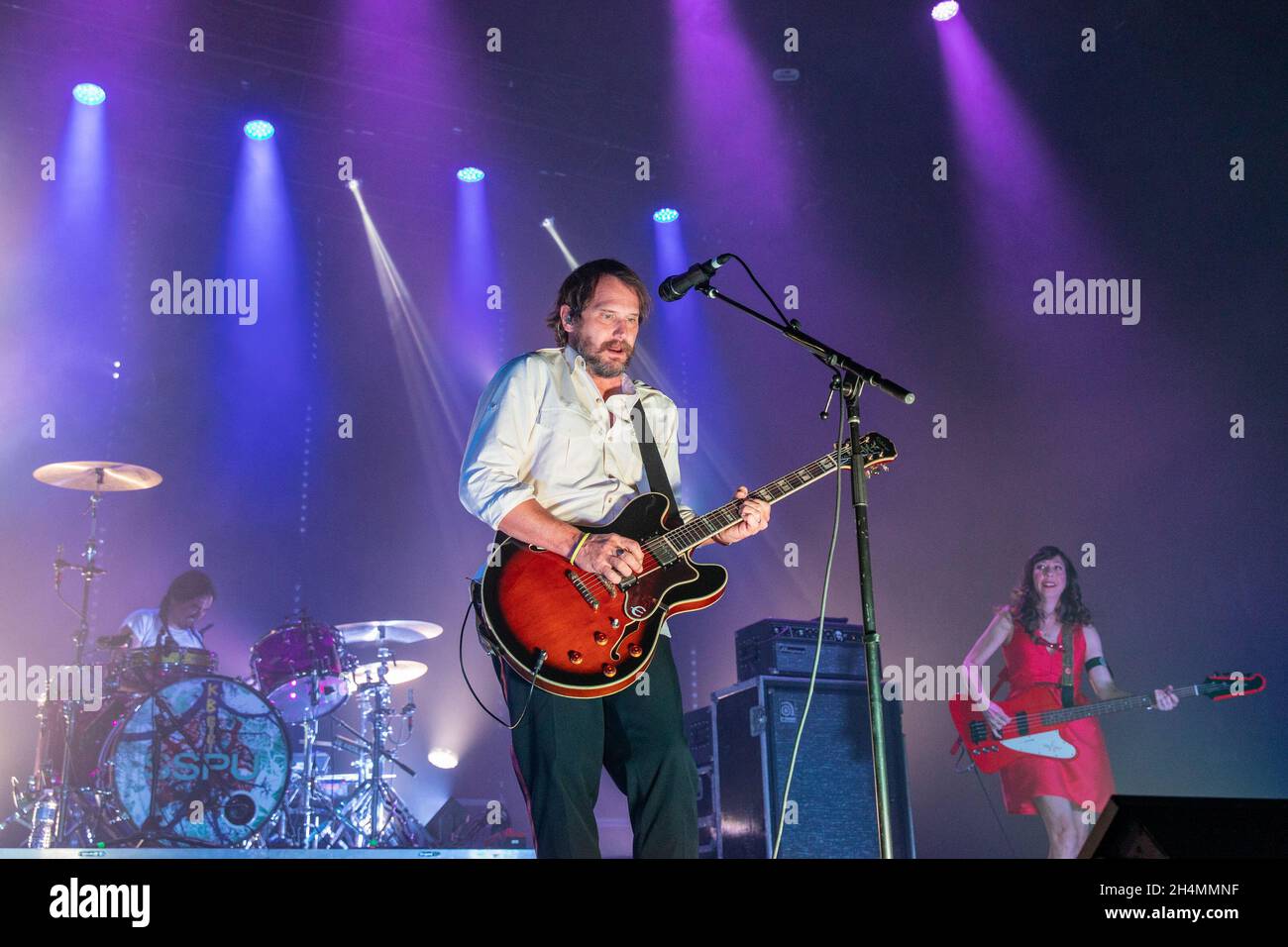 Chris Guanlao, Brian Aubert and Nikki Monninger of Silversun Pickups at The Sylvee on November 2 ...