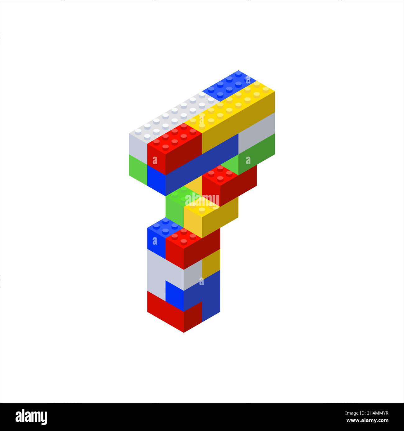 Isometric number 7 assembled from plastic blocks. Children s ...
