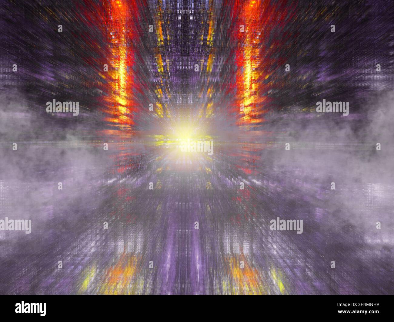Abstract gloomy background with fog and rays of light - 3D illustration ...