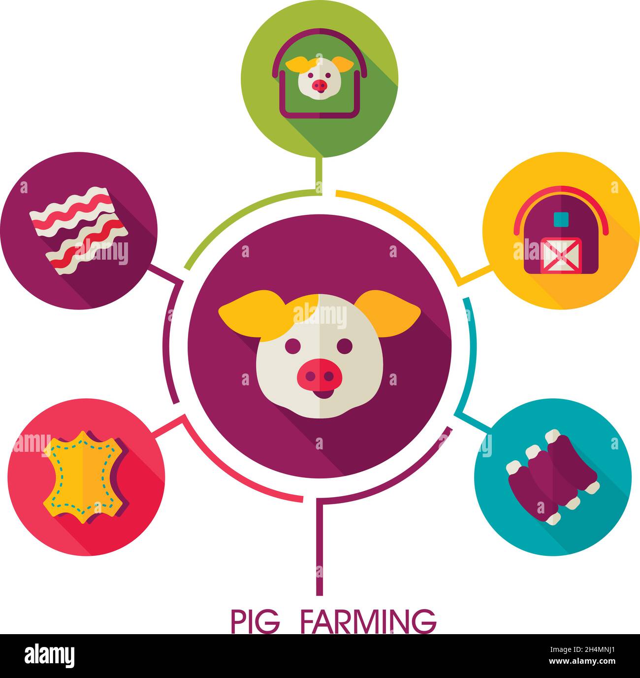 Pig farming icon and agriculture infographics. Farm sign. Graph symbol ...