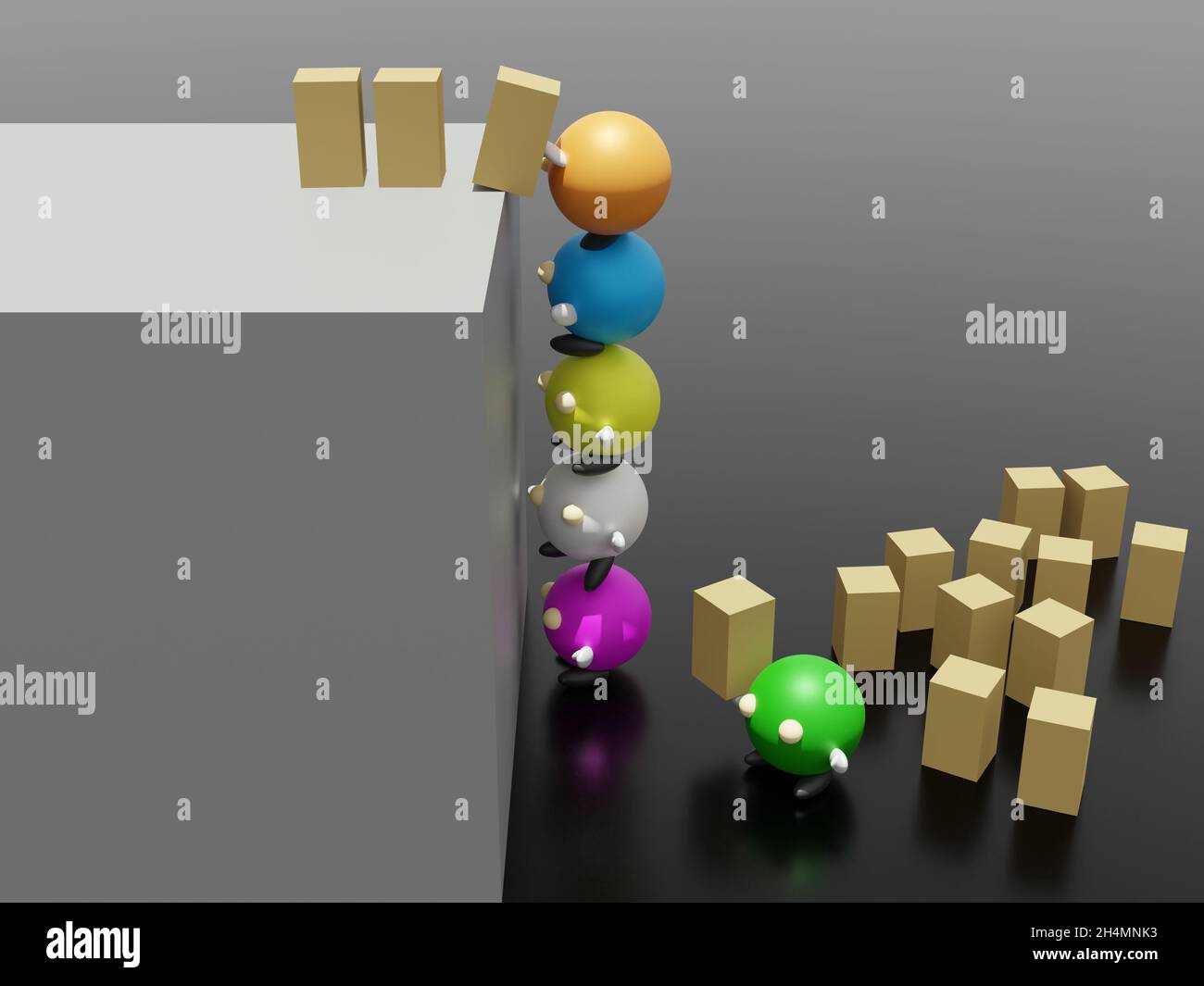 3D illustration of people sorting boxes Stock Photo - Alamy