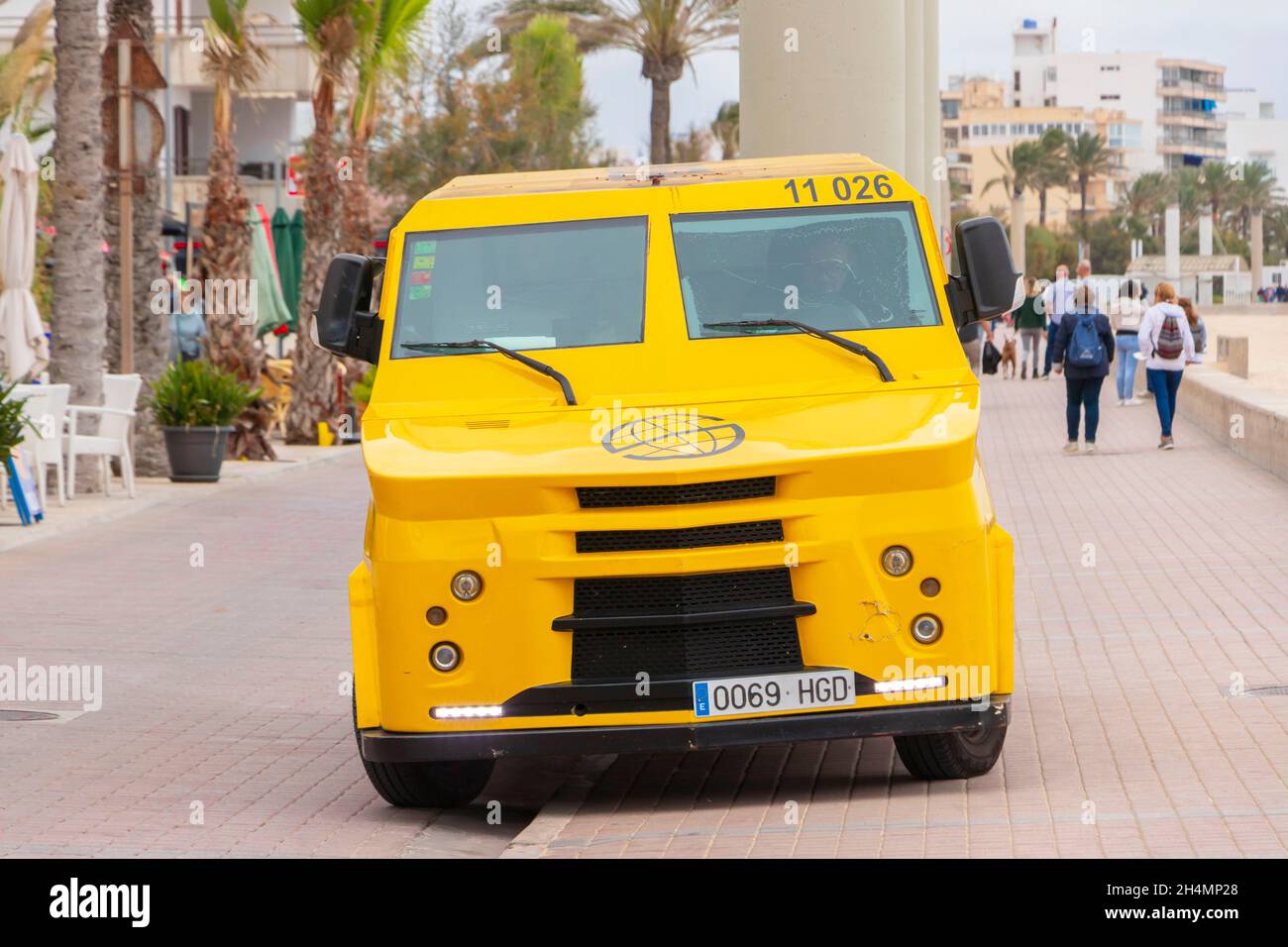 yellow Prosegur armoured security van in Can Pastilla near Palma ...