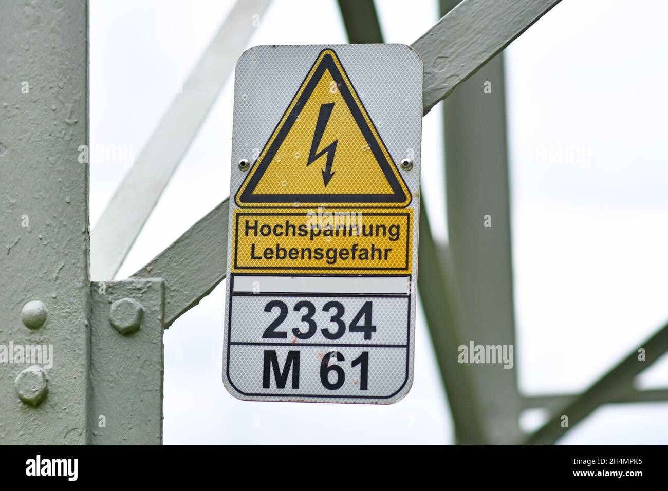 Heidelberg, Germany - November 2021: High voltage warning sign at ...
