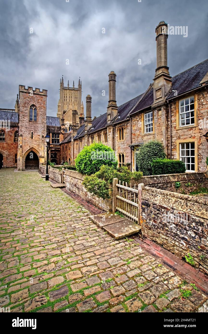 UK, Somerset, Vicars Close and Wells Cathedral Stock Photo - Alamy