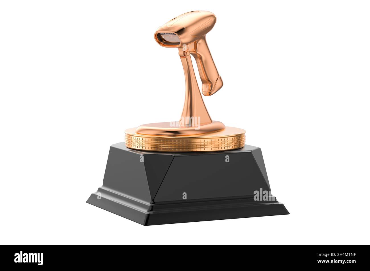 Bar code reader golden award concept. 3D rendering isolated on white ...
