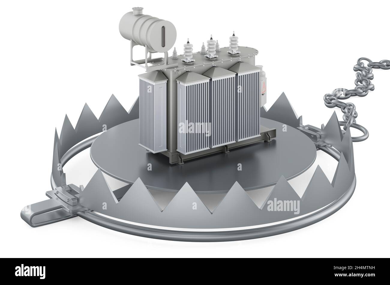 Bear trap with transformer oil, 3D rendering isolated on white ...