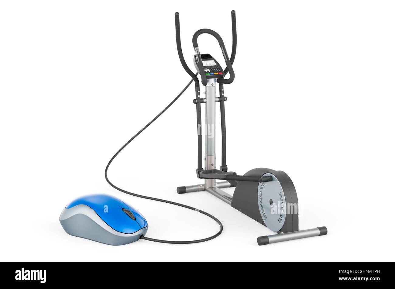 Elliptical trainer with computer mouse. 3D rendering isolated on white ...