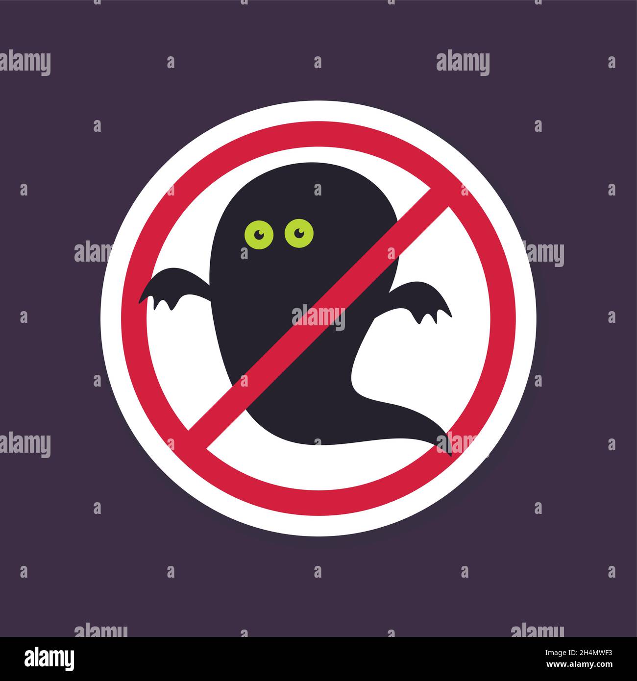 No, Ban or Stop signs. Halloween Ghost icon, Prohibition forbidden red ...